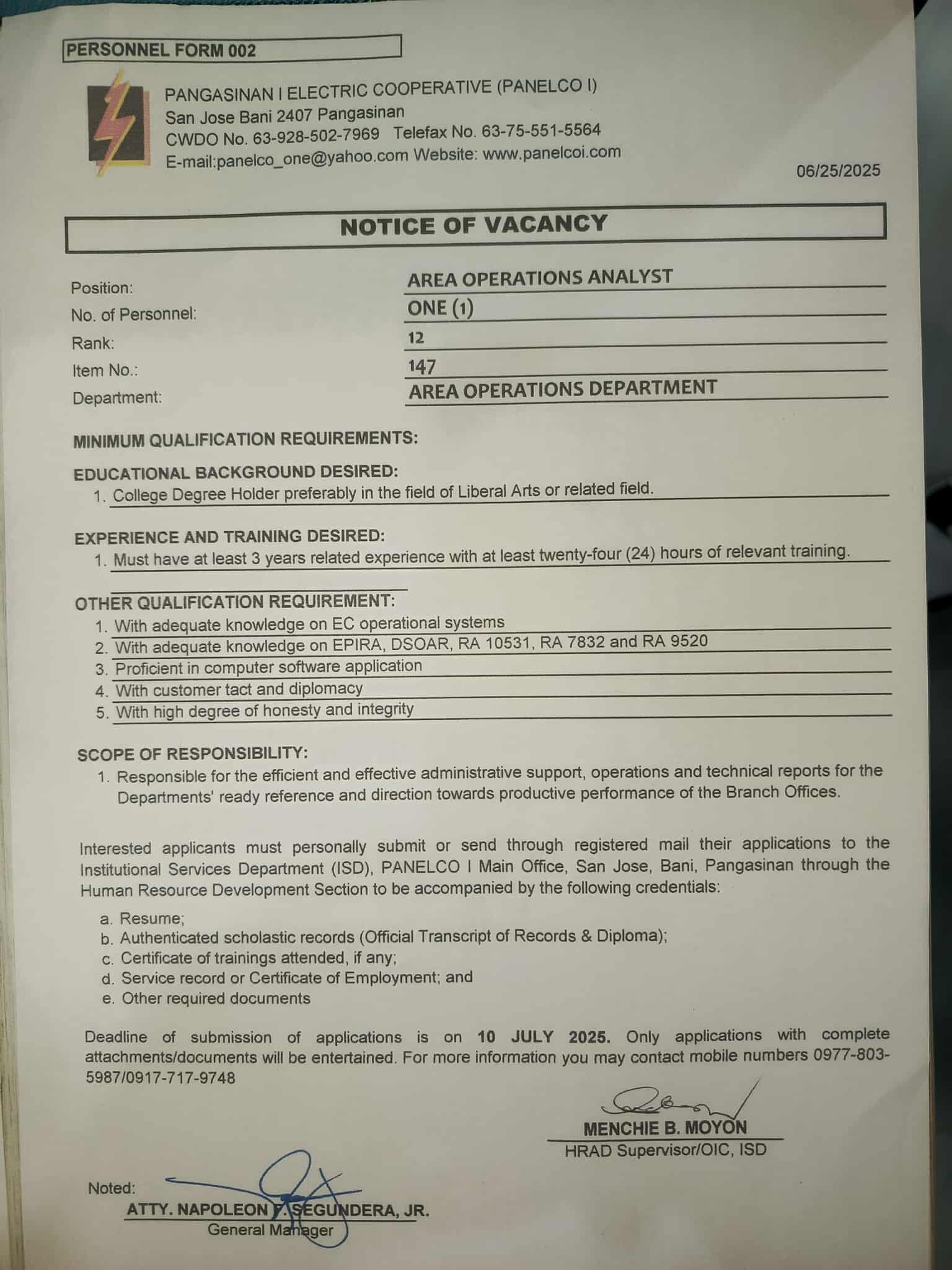 PANELCO I - Official Website