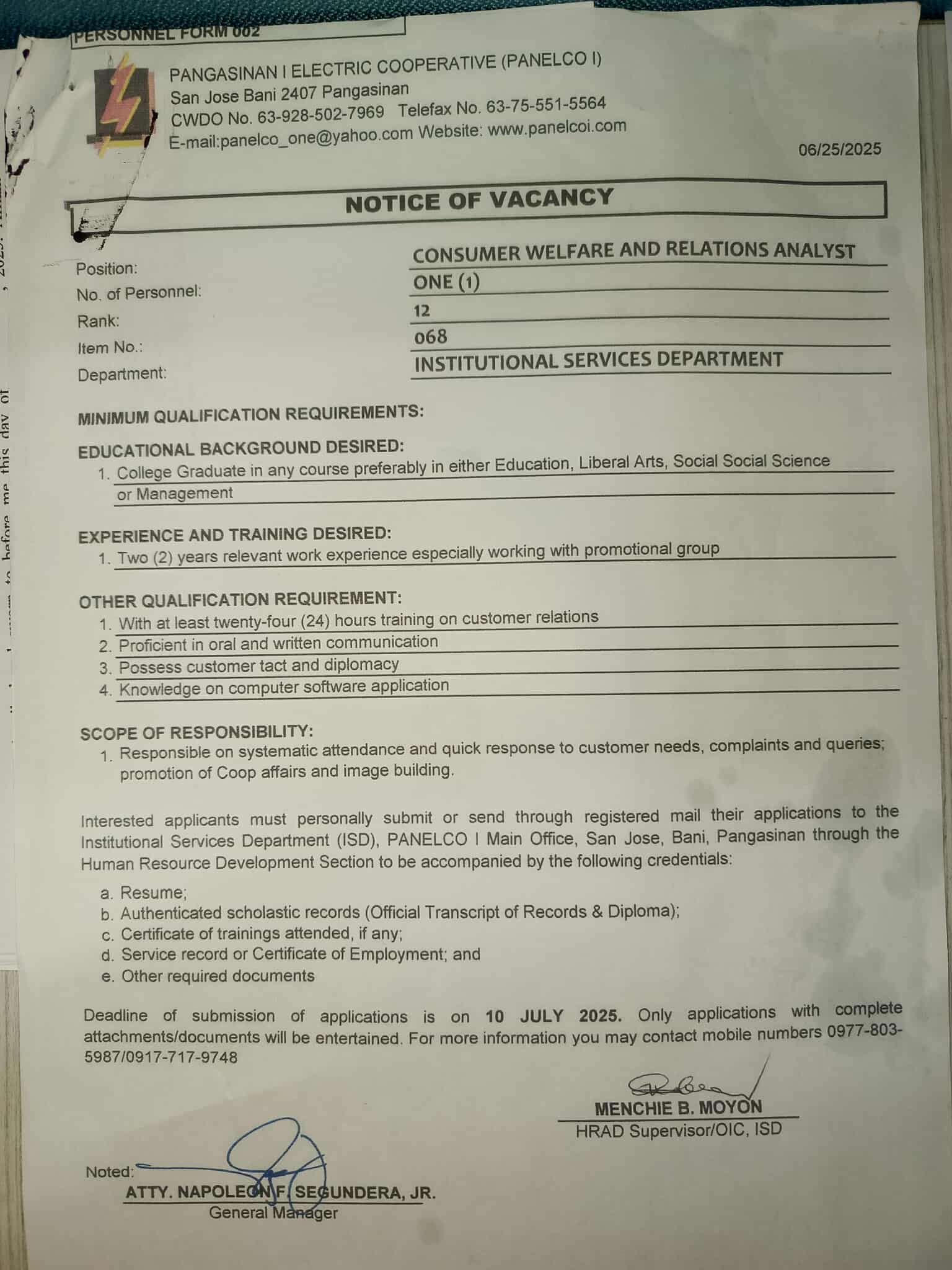 PANELCO I - Official Website